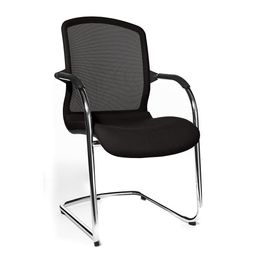 Topstar OPEN CHAIR - der Design-Besucherstuhl, Freischwinger mit Netzrücken, VE 2 Stk, schwarz