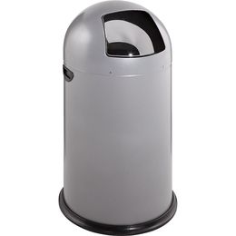 Var Push-M&uuml;lleimer, Stahl, selbstschlie&szlig;end, silber, 40 l, H&ouml;he 740 mm