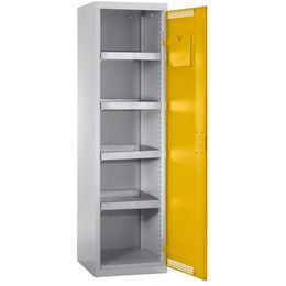 Umweltschrank mit T&uuml;rlochung, HxBxT 1800 x 500 x 500 mm, 4 Wannenb&ouml;den, lichtgrau / signalgelb kaiserkraft