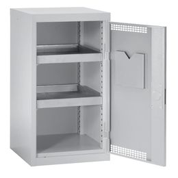 Umweltschrank mit Türlochung, HxBxT 900 x 500 x 500 mm, 2 Wannenböden, lichtgrau / lichtgrau kaiserkraft