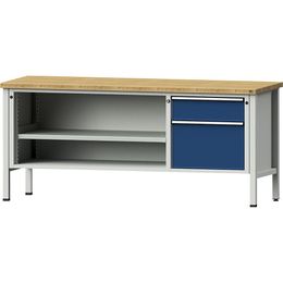 ANKE Werkbank, Gestellbauweise Serie V, 1 Schublade 180 mm, 1 Schublade 360 mm, H&ouml;he 890 mm, Buche massiv