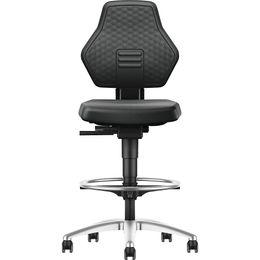 bimos Arbeitsdrehstuhl AIR FLOW, mit Sitz-Stopp-Rollen und Fu&szlig;ring, Supertec-Bezug schwarz