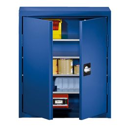 eurokraft pro Materialschrank aus Stahlblech, H&ouml;he 780 mm, enzianblau RAL 5010, 4 B&ouml;den
