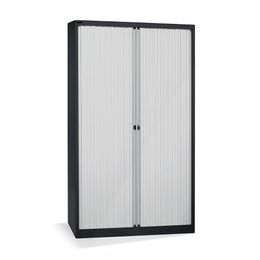 Bisley Euro-Rollladenschrank, Breite 1200 mm, 4 Fachböden, tiefschwarz / lichtgrau