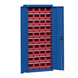eurokraft pro Materialschrank mit Lagerkästen, Höhe 1575 mm, 9 Fachböden, enzianblau