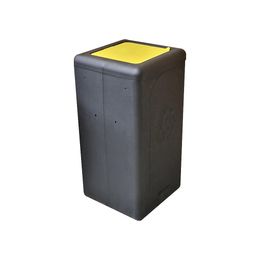 Wertstoffsammler BrickBin mit Deckel, Inhalt 65 l, schwarz/gelb kaiserkraft