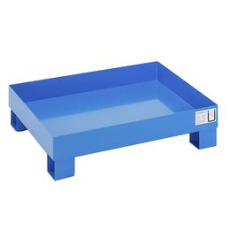 eurokraft basic Auffangwanne f&uuml;r 60 l, LxBxH 800 x 900 x 220 mm, mit Zulassung, blau pulverbeschichtet, ohne Gitterrost