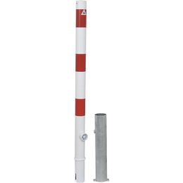 Schake Absperrpfosten, &Oslash; 60 mm, wei&szlig; / rot, herausnehmbar, ohne &Ouml;se