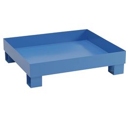eurokraft basic Auffangwanne f&uuml;r 60 l, LxBxH 800 x 1300 x 205 mm, mit Zulassung, blau pulverbeschichtet, ohne Gitterrost