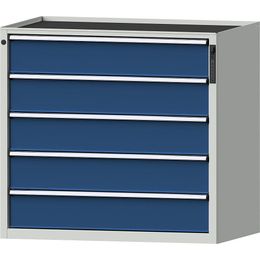 ANKE Schubladenschrank, elektronisches PIN-Schloss, 5 x 180 mm Schubladen, HxBxT 980 x 1060 x 675 mm, blau