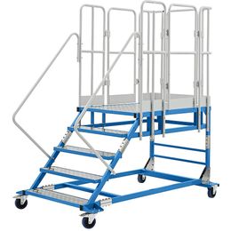 eurokraft pro Plattformtreppe XXL, mit Aluminiumeinlagen, Plattformgr&ouml;&szlig;e 810 x 1250 mm, 5 Stufen