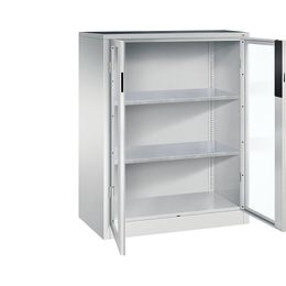 C+P Sichtfenster-Fl&uuml;gelt&uuml;rschrank, HxBxT 1200 x 930 x 500 mm, 2 Fachb&ouml;den, lichtgrau / lichtgrau