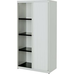 Mauser Querrollladenschrank, HxBxT 1516 x 800 x 432 mm, Stahlplatte, 3 Fachb&ouml;den, lichtgrau / lichtgrau / lichtgrau
