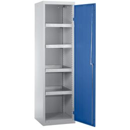 Umweltschrank ohne Türlochung, HxBxT 1800 x 500 x 500 mm, 4 Wannenböden, lichtgrau / enzianblau kaiserkraft