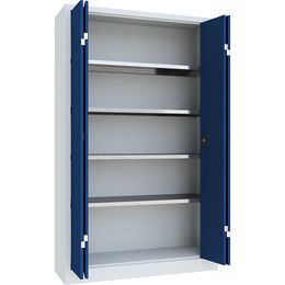 Pavoy Faltt&uuml;renschrank, H&ouml;he 1950 mm, Breite 1200 mm, Tiefe 400 mm, grau/blau