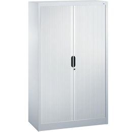 C+P Rollladenschrank mit Horizontal-Jalousie, HxBxT 1660 x 1000 x 420 mm, 3 Fachböden, 4 Ordnerhöhen, weißaluminium