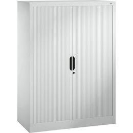 C+P Rollladenschrank mit Horizontal-Jalousie, HxBxT 1345 x 1000 x 420 mm, 3 Fachböden, 3,5 Ordnerhöhen, lichtgrau