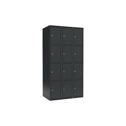 4er-Schlie&szlig;fachschrank Fydor, 3 Abteile, grau, B 900 mm, 3 Abteile, flache Dachform, Zylinderschloss kaiserkraft