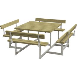 Gruppensitzbank für 8 Personen, LxT 2240 x 2240 mm, mit 4 Rückenlehnen, natur kaiserkraft