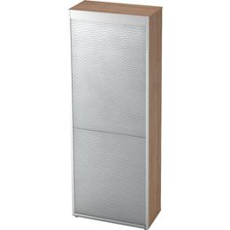 ANNY-AC - Rollladenschrank mit Akustik-R&uuml;ckwand, 5 Fachb&ouml;den, Nussbaum-Dekor kaiserkraft