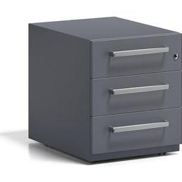 Bisley Rollcontainer Note , mit 3 Universalschubladen, HxBxT 495 x 420 x 565 mm, mit Griff, anthrazitgrau