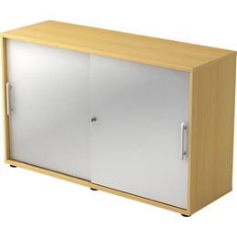 Schiebetürenschrank, je 1 Fachboden, 1 Trennwand, HxBxT 748 x 1200 x 400 mm, Buche-Dekor / alusilber kaiserkraft