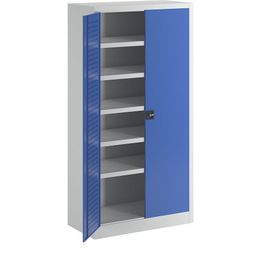 Pavoy Ball-Fl&uuml;gelt&uuml;rschrank, H&ouml;he 1950 mm, mit Vollblech-T&uuml;ren, Breite 1000 mm, grau / blau