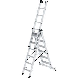 MUNK Stufen-Mehrzweckleiter, 3-teilig, mit Traverse, 3 x 6 Stufen