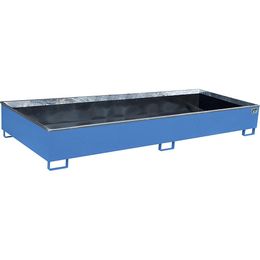 eurokraft pro Regal-Bodenwanne mit PE-Einsatz, 1000 l Auffangvolumen, LxBxH 3265 x 1315 x 385 mm, blau, ab 3 Stk
