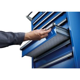 LISTA Schubladenschrank, Breite 564 mm, fahrbar, 6 Schubladen, HxT 890 x 725 mm, grau metallic / lichtgrau