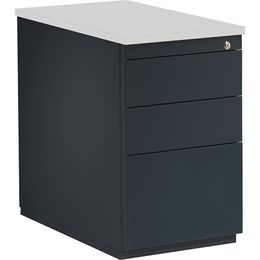 Mauser Schubladencontainer, HxT 720 x 800 mm, 2 Materialschübe, 1 Hängeregistratur, anthrazitgrau / anthrazitgrau / lichtgrau