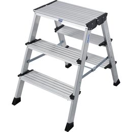 TREPPO Doppel-Klapptritt, Aluminium-Stufen gerieft, beidseitig 3 Stufen kaiserkraft