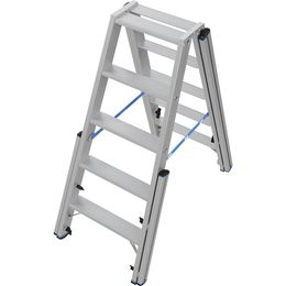 Krause Treppen-Stufenstehleiter, mit Niveauausgleich, beidseitig begehbar, 2x5 Stufen