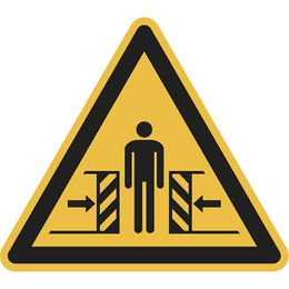Warnkennzeichen, Warnung vor Quetschgefahr, VE 10 Stk, Folie, Schenkell&auml;nge 100 mm kaiserkraft