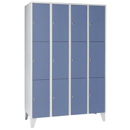 Wolf 3er-Schließfachschrank München, 4 Abteile, Breite 1200 mm, taubenblau