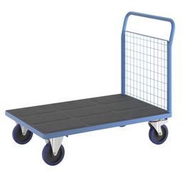 eurokraft pro Plattformwagen mit Gitterw&auml;nden, Vollelastik-Rollen, 1 hohe Gitter, LxB 1200 x 800 mm
