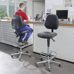 bimos Hochstuhl, fahrbar, mit Gasfeder-H&ouml;henverstellung von 660 - 920 mm, Kunstleder, schwarz