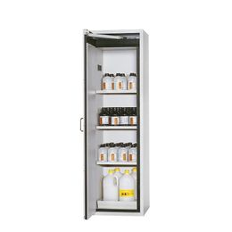 ASECOS Feuerbest&auml;ndiger Gefahrstoffschrank Typ 90, 1-t&uuml;rig, Au&szlig;en-HxBxT 1968 x 600 x 615 mm, grau, pulverbeschichtet