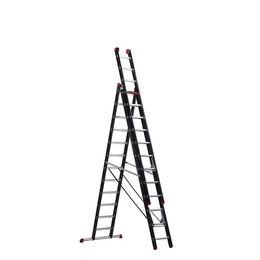 Altrex Mehrzweckleiter, Alu beschichtet, 3-teilig, schwarz, 3 x 12 Sprossen