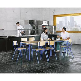 eurokraft basic Mehrzweck-Sitzgruppe, 1 Tisch, 4 St&uuml;hle, Tischplatte lichtgrau, Gestell enzianblau