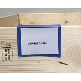 Beschriftungstaschen, VE 100 Stk, f&uuml;r Holzaufsatzrahmen, Papierformat DIN A6, blau kaiserkraft
