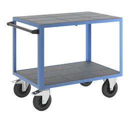 eurokraft pro Montagewagen, Tragfähigkeit 500 kg, 2 Ladeflächen aus Kunststoff, Ladefläche 1050 x 700 mm, Gestell lichtblau