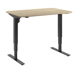 Schreibtisch Atlanta Trend, elektrisch höhenverstellbar, gerade, abgerundete Ecken, BxT 1200 x 800 mm, Eiche/schwarz kaiserkraft
