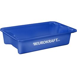 eurokraft pro Drehstapelbeh&auml;lter aus lebensmittelechtem Polypropylen, Inhalt 18 Liter, VE 3 Stk, W&auml;nde und Boden geschlossen, blau