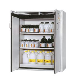 ASECOS Feuerbeständiger Gefahrstoffschrank Typ 90, 2-türig, Außen-HxBxT 1298 x 1200 x 615 mm, grau, pulverbeschichtet