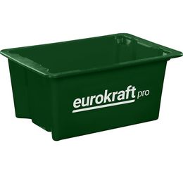 eurokraft pro Drehstapelbeh&auml;lter aus lebensmittelechtem Polypropylen, Volumen 34 l, VE 3 Stk, W&auml;nde und Boden geschlossen, gr&uuml;n