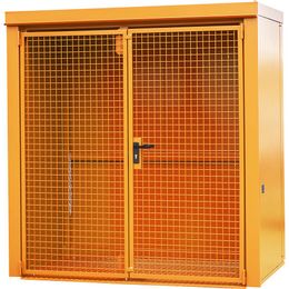eurokraft pro Gasflaschencontainer, feuerbest&auml;ndig, f&uuml;r 28 Flaschen mit &Oslash; 230 mm, orange