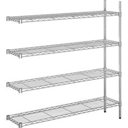 Stahldraht-Gitterregal, verchromt, Fachlast 100 kg, BxT 1220 x 360 mm, Anbauregal, Höhe 1370 mm, 4 Fachböden kaiserkraft