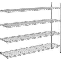 Stahldraht-Gitterregal, verchromt, Fachlast 100 kg, BxT 1520 x 460 mm, Anbauregal, Höhe 1370 mm, 4 Fachböden kaiserkraft