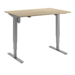 Schreibtisch Atlanta Trend, elektrisch höhenverstellbar, gerade, BxT 1200 x 800 mm, Eiche/silber kaiserkraft